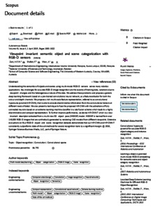 Viewpoint invariant semantic object and scene categorization with RGB-D sensors - IIUM ...